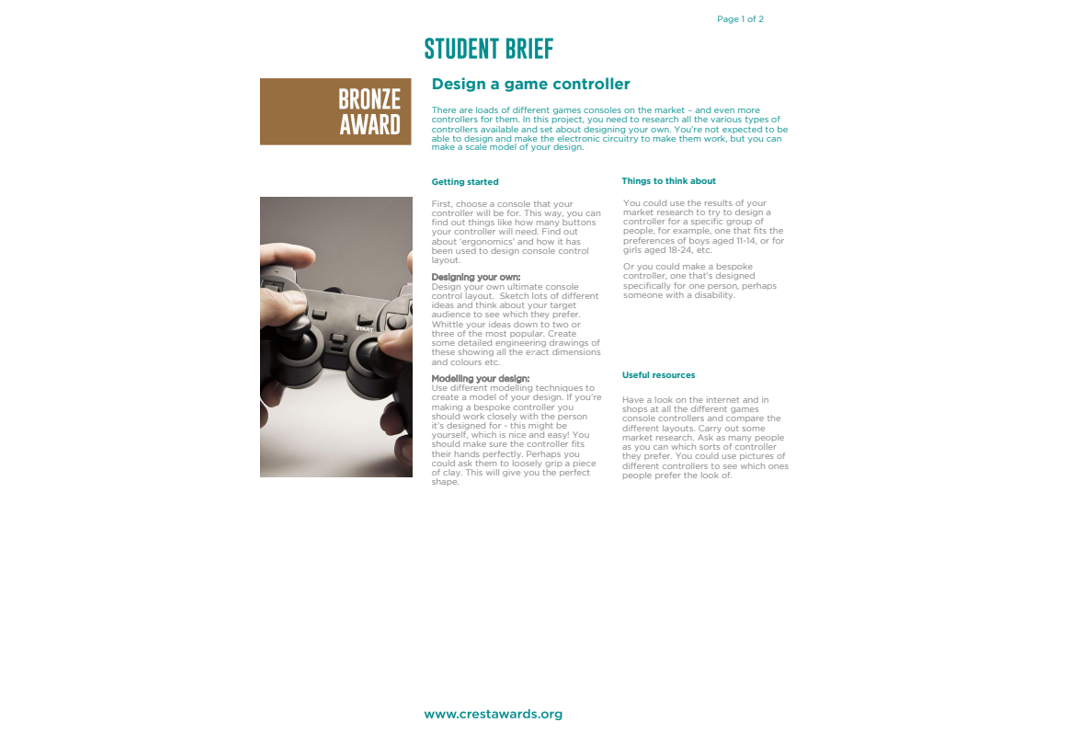 CREST Bronze Design a game controller | CREST Awards