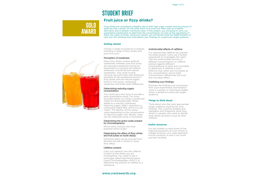 CREST Gold Fruit juice or fizzy drinks? | CREST Awards