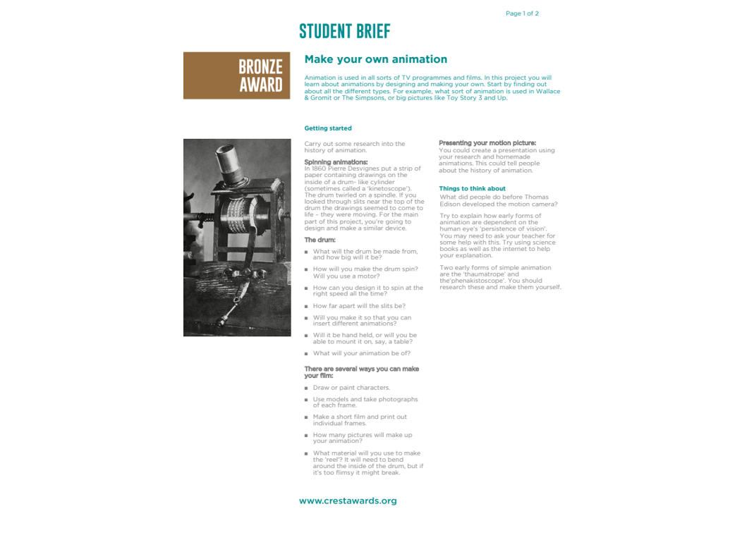 CREST Bronze Make your own animation | CREST Awards