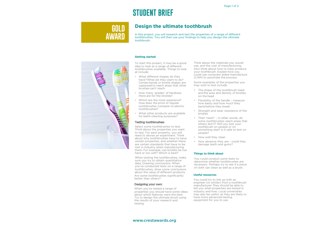 CREST Gold Design the ultimate toothbrush | CREST Awards