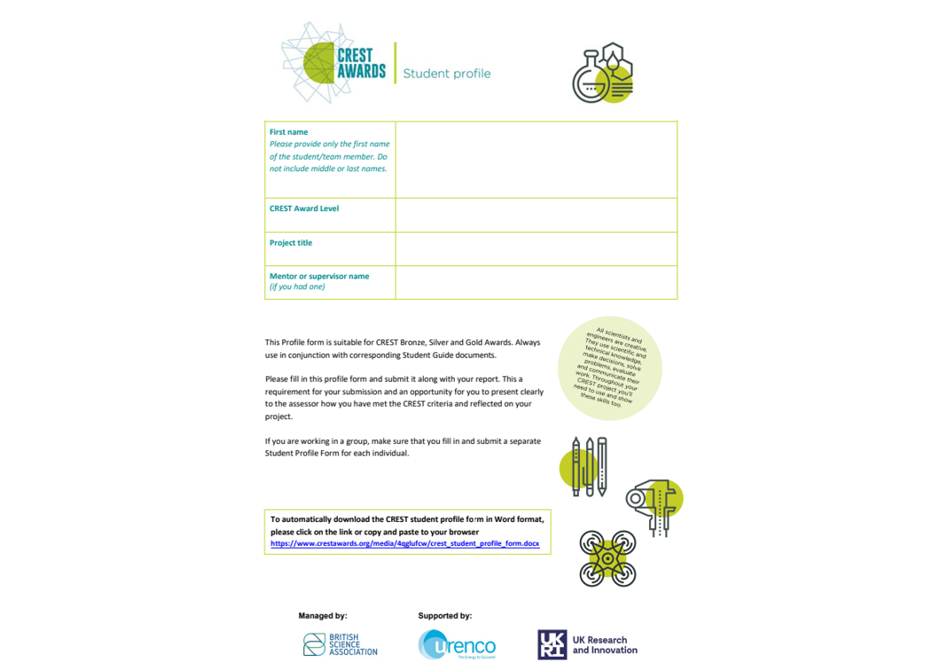 CREST Gold student profile form | CREST Awards