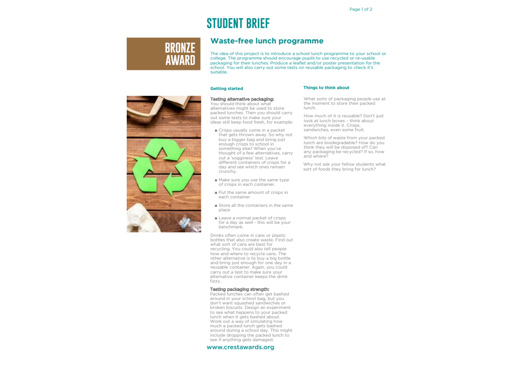 CREST Bronze Waste-free lunch | CREST Awards