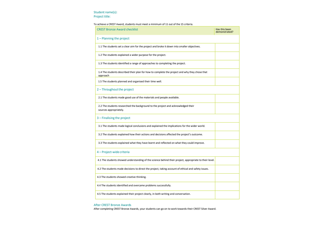 CREST Bronze teacher guide | CREST Awards